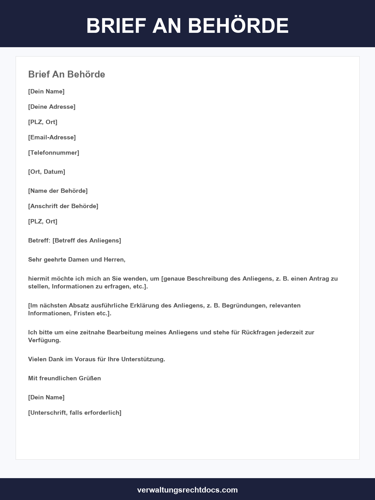 Brief An Behörde Muster